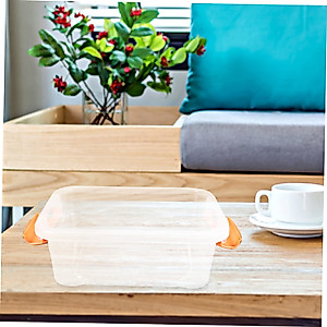 SEWACC 5pcs Box Plastic Container Storage Box with Lid Small Organizer Box Small Storage Bins with Lids Ornament Storage Shoe Boxes Clear Plastic Stackable Orange Brochures Storage Case