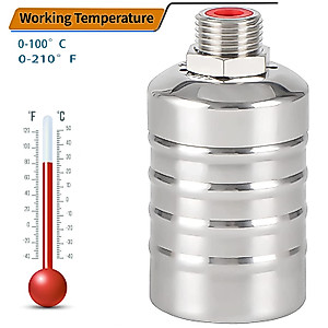 1/2 Inch Water Float Valve 304 Stainless Steel Automatic Water Level Control Valve No Need Electricity Water Level Controller Valve Auto Fill Shut Off Mini Float Valve for Water Tank,Pool,Pond,Tower