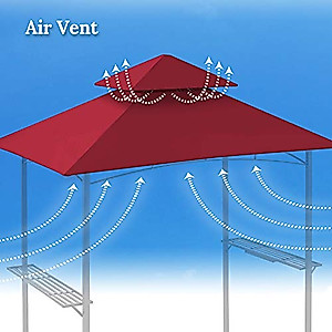 BenefitUSA Double Tiered Replacement Canopy ONLY for 8x5Ft Barbecue Gazebo, Outdoor Grill Shelter Replacement Canopy Top (Burgundy)