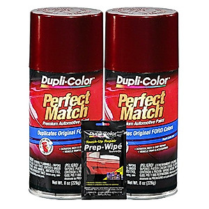 Dupli-Color Dark Toreador Red Exact-Match Automotive Paint For Ford Vehicles - 8 oz, Bundles with Prep Wipe (3 Items)