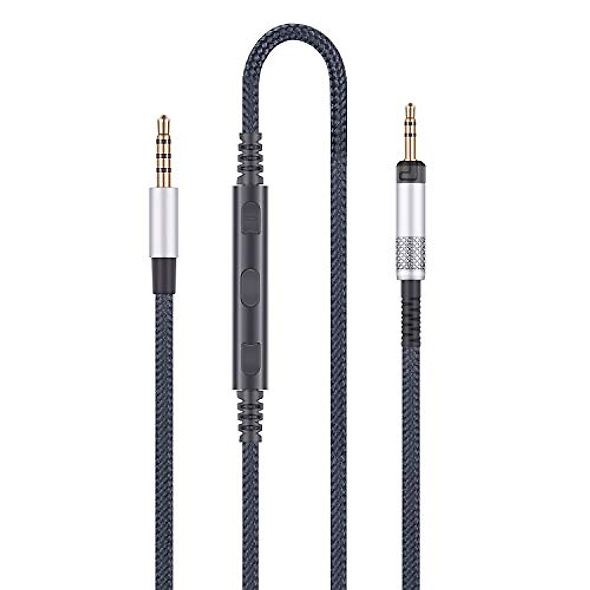 Audio Replacement Cable Compatible with Audio Technica ATH-M50x, ATH-M40x, ATH-M70x Headphones, Audio Cord with in-Line Microphone and Remote Volume Control Compatible with iPhone iPod ipad Apple