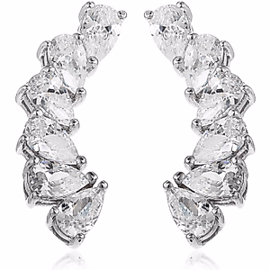 MORGAN & PAIGE Sterling Silver Cubic Zirconia Pear Cut Ear Crawlers