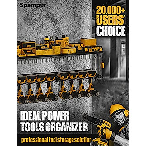 Spampur Power Tool Organizer With Charging Station, Drill Holder Wall Mount, Garage Storage Shelves for Organization, Heavy Duty Tool Shelf & Pegboard Wall Organizer Set Solid Metal 2 Pack