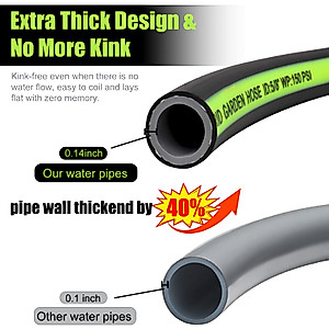 SYEENIFY Kink Free Garden Hose 10ft 5/8", Heavy Duty Hybrid Water Hose, Ultra Durable Flexible Rubber Hose with Sprayer Nozzle,Leakproof Yard Outdoor Hose with Brass Solid Connector