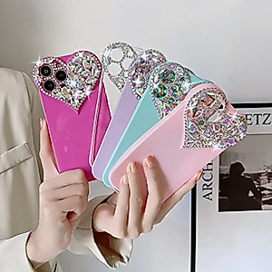 IAIYOXI Cute 3D Glitter Case for iPhone 14 Pro Max, Sparkling Aesthetic Heart Gems Bling Case, Pretty Shine Colorful Diamond Soft TPU Bumper Case for Women Girl-iPhone 14 Pro Max, White