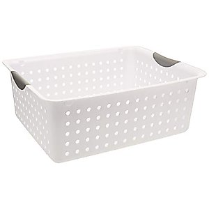 Sterilite Large Ultra Plastic Household Storage Bin Organizer Basket, White
