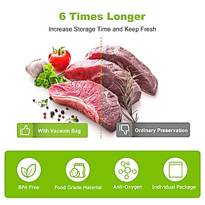 Vacuum Sealer Bags 8" x 50' & 11" x 50' + 100 Pint 6" x 10" + 2 Rolls 8" x 50' Rolls (Total 4 Rolls + 100 Pint)