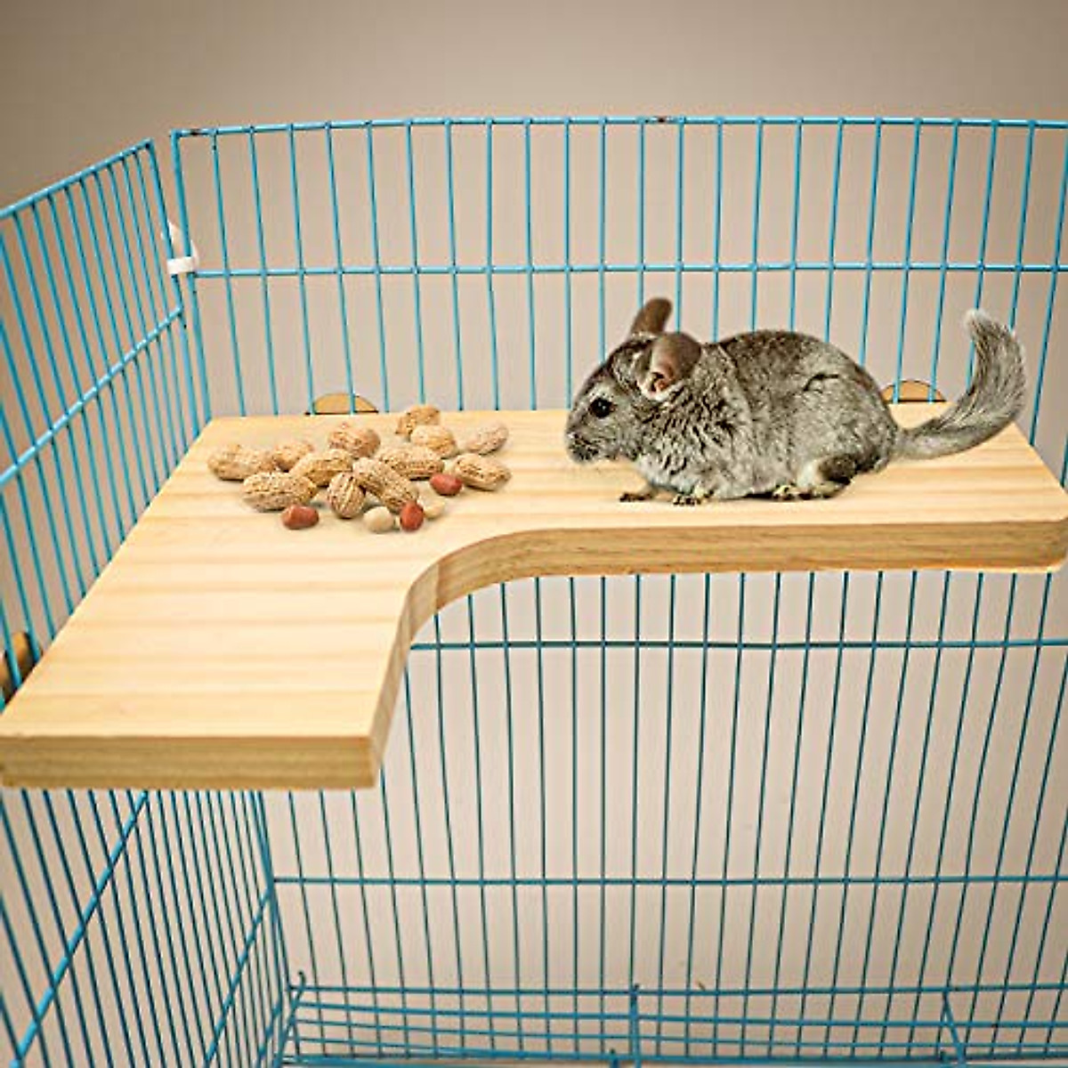 Squirrel Gerbil Chinchilla and Dwarf Hamster L-Shaped Pedal Wooden Platform, 3 Pieces of Natural Wooden Parrot Hamster Round Standing Board, Rat Activity Chinchilla Bird Cage Accessories (Style-1)