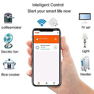 Sparkleiot Tuya WiFi Smart Plug Works with Alexa Google Assistant IFTTT for Voice Control Mini Smart Outlet Plug with Timer Function,No Hub Required,Only 2.4GHz Wi-Fi,FCC/Rohs Listed Socket(2 Pack)