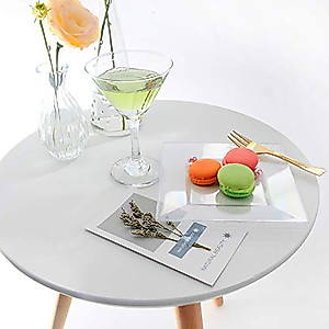 100pcs Square Dessert Plates with 100pcs Gold Dessert Forks, Clear Premium Plastic Salad Plates, Party Essentials Appetizer Plates,Gold Plastic Silverware, 6" Clear Dessert Plates and 5" Gold Forks