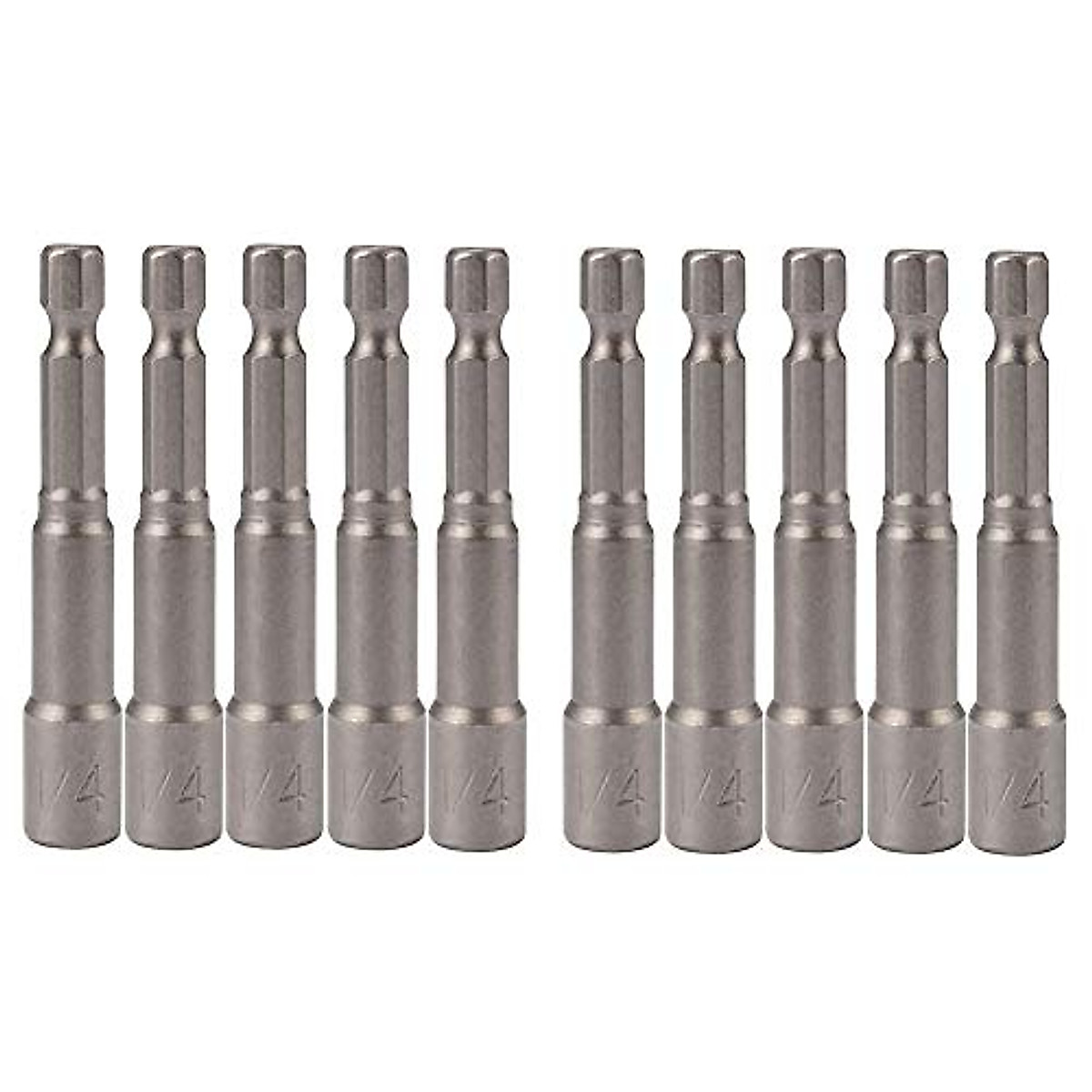 Yakamoz 10Pcs Magnetic Nut Setter Driver Drill Bit Set 1/4" Hex Shank to 1/4" Hex Socket Power Nut Driver Bits, 2-Inch Length