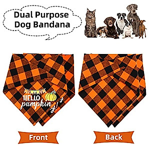 Chngeary Dog Bandana for Dogs(2 Pack),Classic Orange Plaid Style Thanksgiving Dog Bandana for Small Medium Large Dogs Accessories Triangle Dog Thanksgiving Scarf