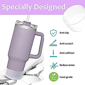 2Pcs Boot Sleeve for Stanley Cup 40 oz 30 oz Quencher Tumbler with Handle, Silicone Boots for IceFlow Flip 20oz 30oz Tumblers, Bottom Cover Bumper Protector for Stanley Cup Accessories, Clear