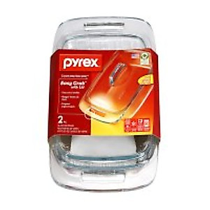 Pyrex Easy Grab 2-Qt Glass Casserole Dish with Lid, Tempered Glass Baking Dish with Large Handles, Dishwashwer, Microwave, Freezer and Pre-Heated Oven Safe