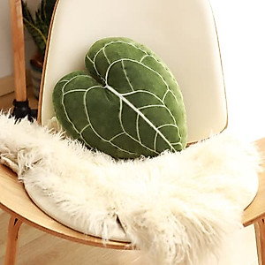 ABOUND LIFESTYLE 3D Succulent Throw Pillow, Cactus Plush, Flower Plant Shaped Cushion for Living Room Decor, Novelty Plush Decorations, Bedroom and Living Room Accent (Anthurium Clarinervium Green)
