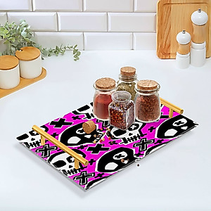 Gredecor Vanity Tray for Bathroom Counter Skull Funky Graffiti Style Decorative Kitchen Coffee Trays Acrylic Jewelry Perfume Makeup Organizer Tray Holder, Rectangle 7.87" x 11.8"