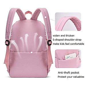 Pink School Bag Backpack for Teen Boys Girls Elementary Middle Bookbag Casual Daypack for Kids