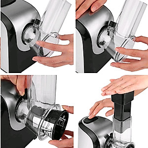 Electric Cheese Grater, 5 in 1 Professional Cheese Grater Electric Vegetable Slicer, Rotary Electric Slicer/Shredder Spiralizer for Veggies, Grated Carrots, Salad, Broccoli Slaw, Cheeses, Fruits, 150W