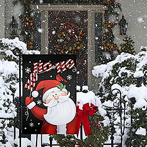 hogardeck Christmas Garden Flag, HO HO HO Santa Claus Polyester Outdoor Christmas Decorations, 12x18 Inch Vertical Double Sided Yard Flag, Cardinal Xmas Decor