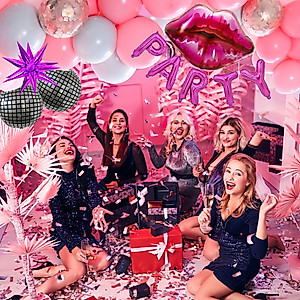 143Pcs Hot Pink Balloon Garland Arch Kit for Theme Party Pink Girl Birthday Party Princess Party Balloon Decoration Bachelorette Party Decoration Pink Arch DIY Kit Bridal Retro Disco