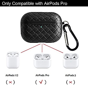 XYAJUANG TPU Creative Woven Texture Designing Shell Protective Case Cover with Keychain Compatible with only Airpods pro Case（not fit Airpods 3rd,LED Light is Visible）, (Black)