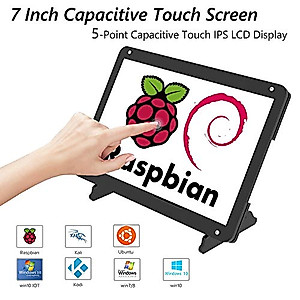 7 Inch Touch Screen Monitor for Raspberry Pi, Portable IPS Display HDMI 1024 * 600 Touchscreen with Acrylic Case, Second Monitor for Gaming Consoles/PC/Camera/Win OS