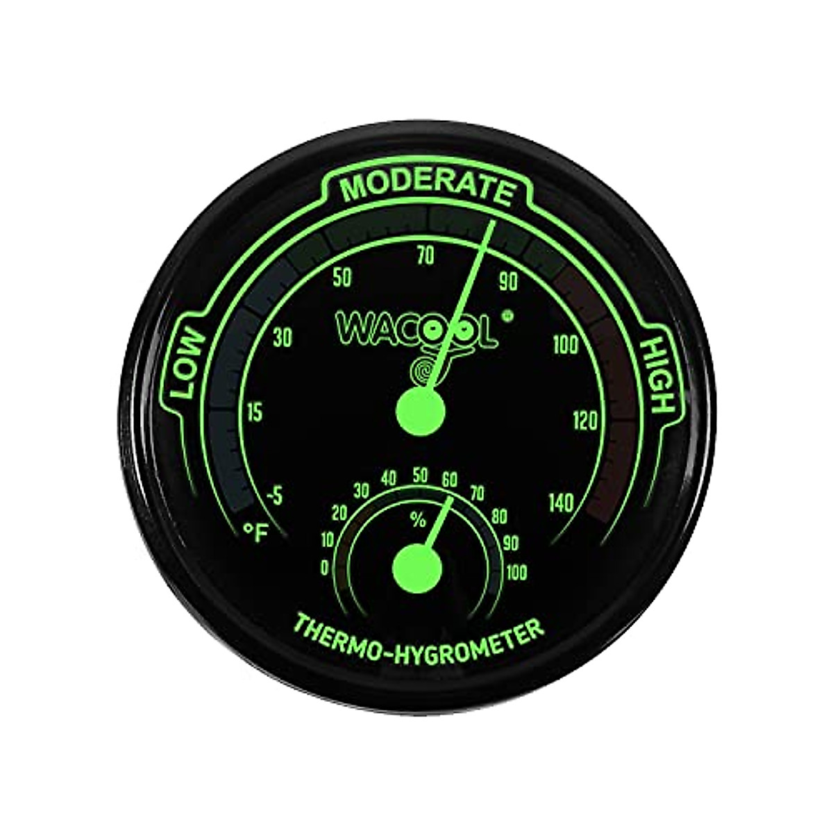 WACOOL Mini Analog Thermometer Hygrometer Pack of 2PCS, Dial Temperature Humidity Gauge Terrarium Thermometer Celsius and Fahrenheit, Night Luminous