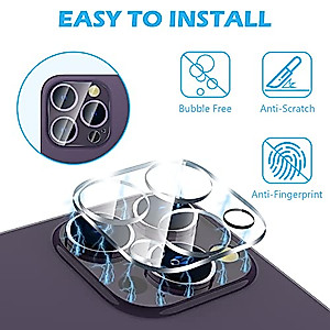 imluckies [3 Pack] Camera Lens Protector for iPhone 14 Pro 6.1" / iPhone 14 Pro Max 6.7", 9H Tempered Glass Film with Anti-Flash Ring, HD Clear, Scratch Resistant, Case Friendly, Easy Installation
