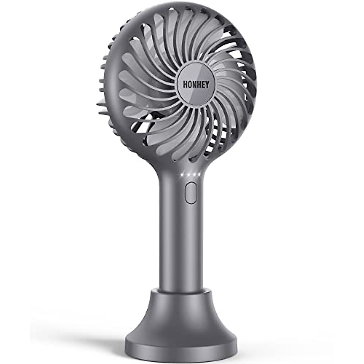 HonHey Handheld Fan Portable, Mini Hand Held Fan with USB Rechargeable Battery, 4 Speed Personal Desk Table Fan with Base, 3-10 Hours Operated Small Makeup Eyelash Fan for Women Girls Kids Outdoor