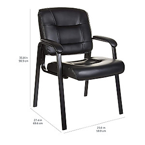 Amazon Basics Classic Faux Leather Office Desk Guest Chair with Metal Frame - Black