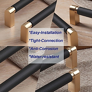 CILEYTION 10 Pack Black and Gold Door Handles, 5 Inch Hole Centers Gold Cabinet Handles, Gold Dresser Handles and Kitchen Cabinet Hardware