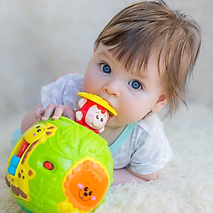 Jungle Animal Roll & Learn Fun Baby Activity Ball. Activity Center with Light, Sounds and Music. Crawling Toys for 6 month old and up boys. Electronic Playtime Light Up Monkey Ball Toy for Toddlers