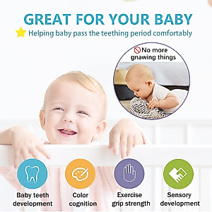 Baby Teething Toys for 0-6 Months 6-12 Months, Hollow Teething Tubes, Silicone Baby Teether Toys, Teething Straw Sticks for Babies, Chew Straw Newborn Toys for Infants with a Cleaning Brush (5 Packs)