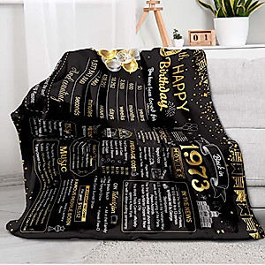 Kesidilo 50th Birthday Gifts for Women Men, 50th Birthday Gift Ideas for Mom Dad, 1973 Birthday Anniversary Decorations for Women, Turning 50 Years Old Throw Blanket 50" X 60"