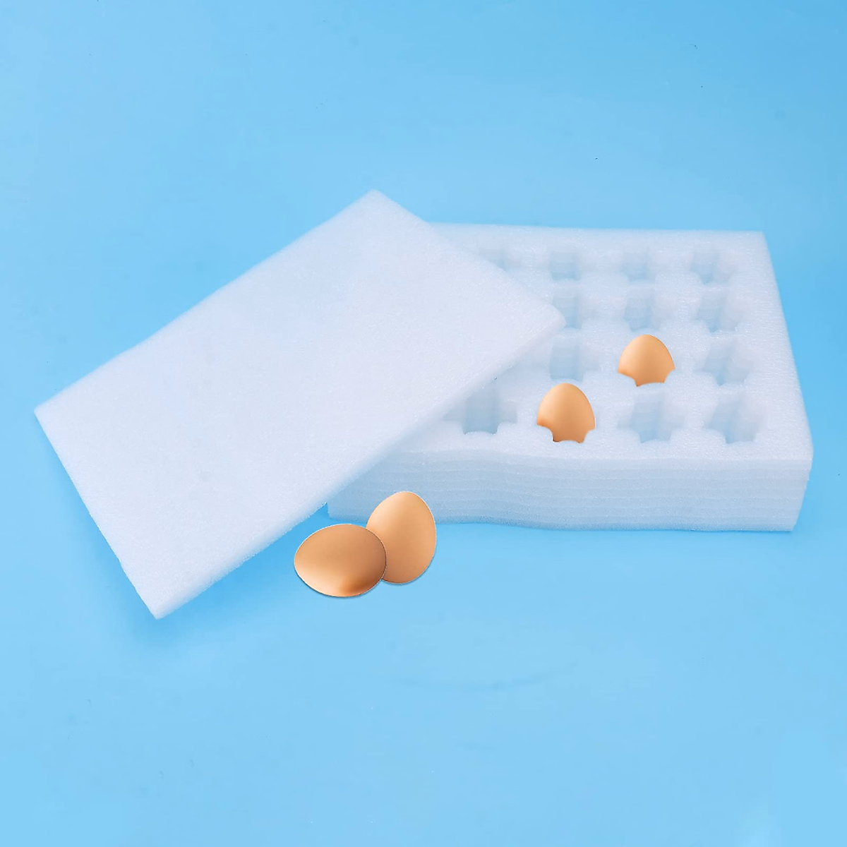 Garneck 2pcs pearl cotton egg tray egg flat cartons foam egg cartons egg protection case refrigerator containers Drop Resistant Egg Holder shockproof epe pearl cotton safety frame white