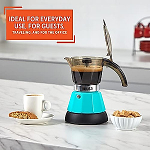 Imusa 3 Cup Electric Espresso Maker with Detachable Base, Teal