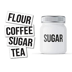 Flour, Coffee, Sugar, Tea Decal Stickers Label for Jars Kitchen Organization Four Pack