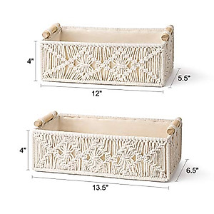 Mkono 4 Pcs Macrame Storage Baskets Boho Decor Box Makeup Brush Holder Organizer