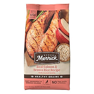 Merrick Healthy Grains Premium Adult Dry Dog Food, Wholesome And Natural Kibble With Salmon And Brown Rice - 4.0 lb. Bag