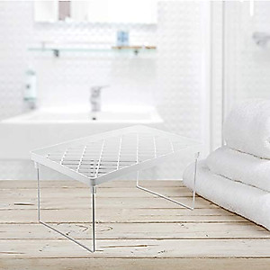 DOITOOL Foldable Cabinet Storage Rack Cosmetic Makeup Shelf Bathroom Countertop Organizer Kitchen Counter Storage Shelves Office Desktop Stationery Rack