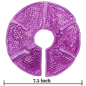 Breast Therapy Pads Breast Ice Pack, Hot Cold Breastfeeding Gel Pads, Boost Milk Let-Down with Gel Bead (Purple)