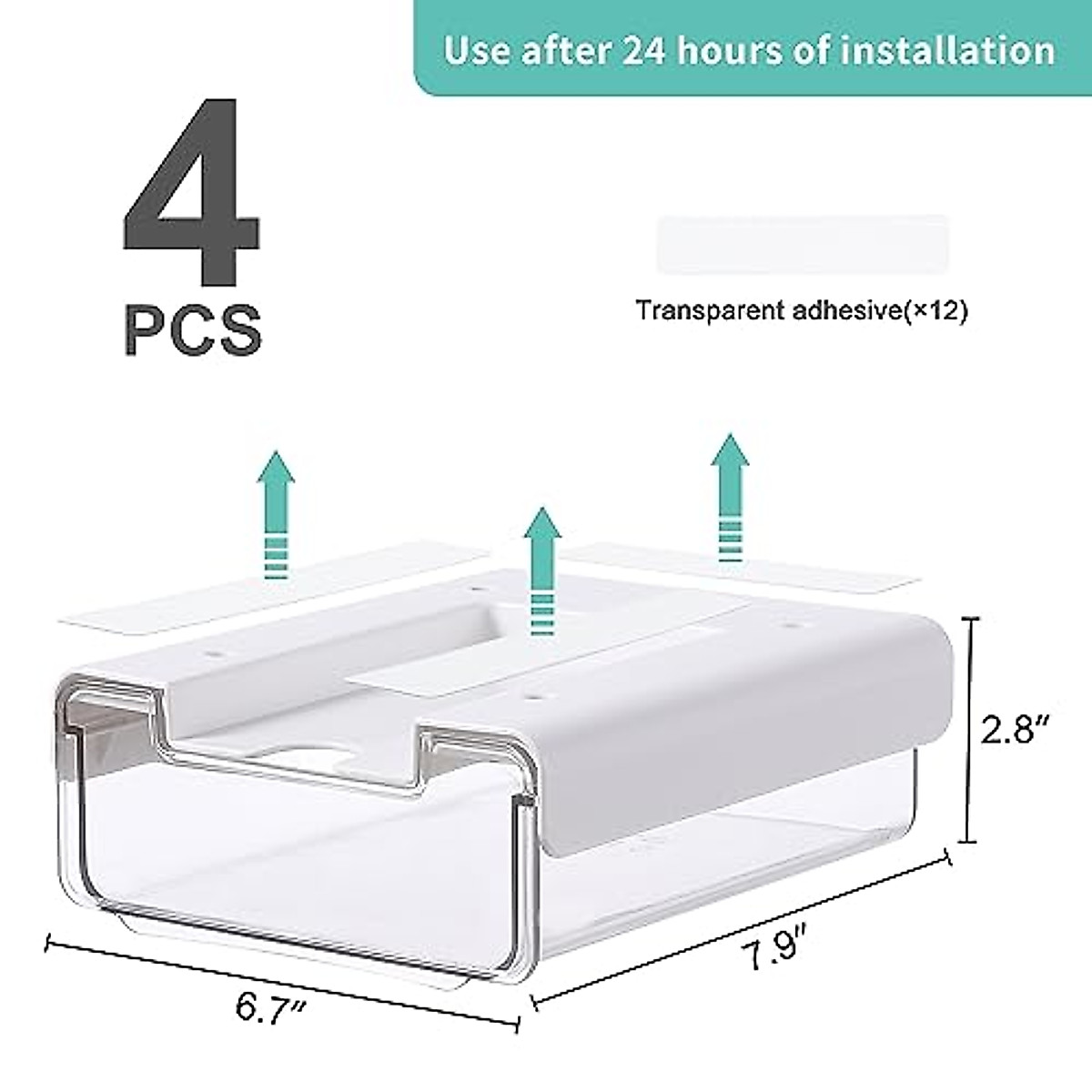 Citylife 4 Packs Self-Adhesive Under Desk Drawer Slide Out Organizers and Accessories for Office, Classroom, Home
