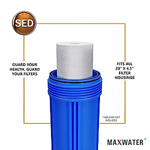 Max Water 20 inch x 4.5 inch, 5 Micron Replacement Sediment Water Filter Cartridge for Whole House, Melt Blown Filtration Fiber for Heavy Duty (Pack of 20)