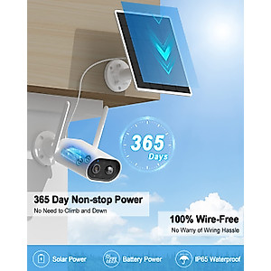 ANRAN Security Cameras Wireless Outdoor - 2K Solar Security WiFi Camera, Night Vision, IP65 Waterproof, Smart Siren, PIR Human Detection, 2-Way Talk, Work with Alexa, Home Surveillance, S1 White