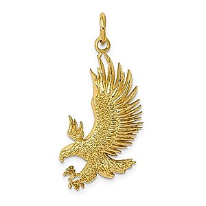 IceCarats 14K Yellow Gold Bald Eagle Symbol of Strength Freedom Hawk Bird Necklace Pendant Charm Only