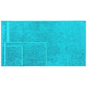 2 Washcloths, 2 Hand Towels, 2 Bath Towels, Soft & Absorbent 600 GSM Premium Hotel & Spa Quality 6 Piece Genuine Turkish Cotton Bathroom Towel Set, Aqua Blue (6 Piece Turkish Towel Set, Aqua Blue)