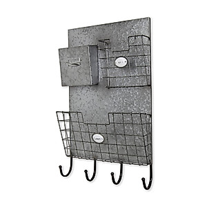 Cheung's FP-4037 Metal Wall Organizer with 4 Hooks and 3 Storage Slots