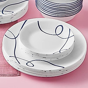 Corelle Lia 12-Piece Chips & Cracks Resistant Dinnerware Set, Service for 4, Blue,white