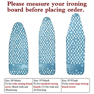 Extra-Wide Ironing Board Cover and Pad Replacement with Scorch and Stain Resistant Thick Padding and Elasticized Edge 18" x 49" Ironing Board Covers 4 Fasteners and 1 Protective Scorch Mesh Cloth