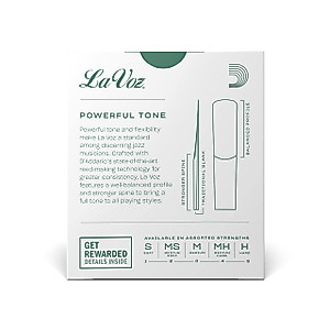 D'Addario La Voz Alto Sax Reeds - Alto Saxophone Reeds - RJC10MD - Unfiled Cut - Medium - 10-Pack